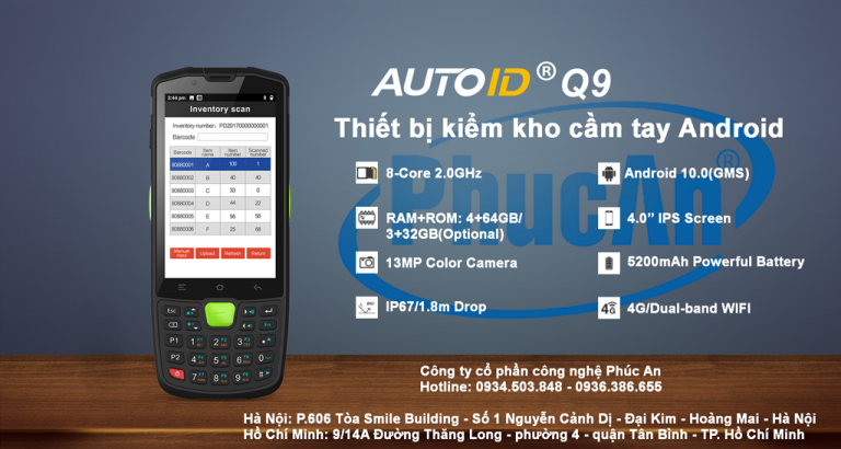 Seuic AUTOID Q9 Android 10.0 MTK Octa Core PDA - Phúc An Tech
